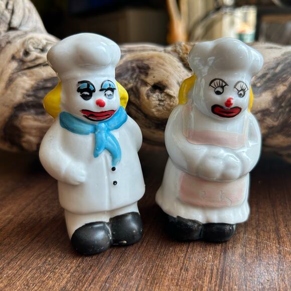 Unbranded | Dining | Vintage Ceramic Clown Chefs Baker Salt Pepper ...